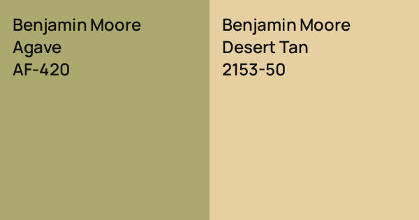 Benjamin Moore Agave vs. Benjamin Moore Desert Tan comparison