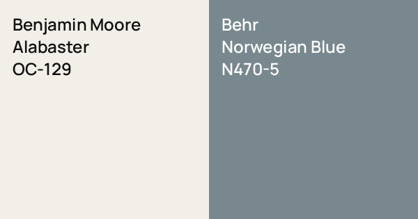 Benjamin Moore Alabaster vs. Behr Norwegian Blue comparison