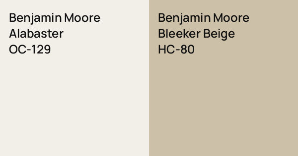 Benjamin Moore Alabaster vs. Benjamin Moore Bleeker Beige comparison
