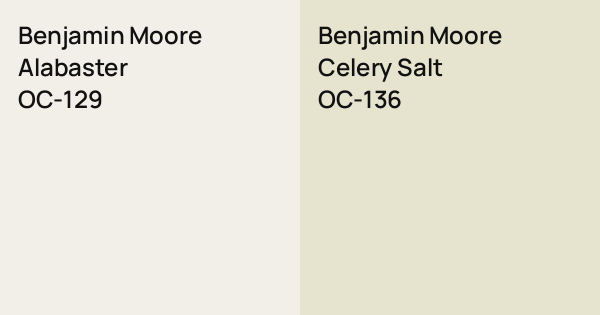 Benjamin Moore Alabaster vs. Benjamin Moore Celery Salt comparison