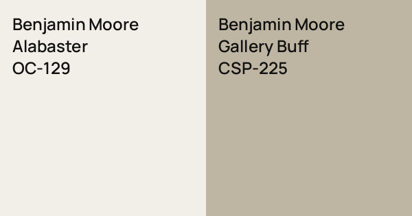 Benjamin Moore Alabaster vs. Benjamin Moore Gallery Buff comparison