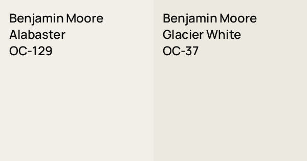 Benjamin Moore Alabaster vs. Benjamin Moore Glacier White comparison