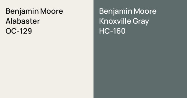 Benjamin Moore Alabaster vs. Benjamin Moore Knoxville Gray comparison