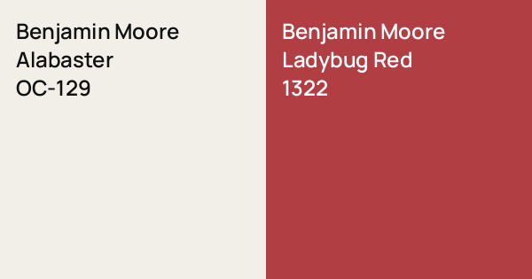Benjamin Moore Alabaster vs. Benjamin Moore Ladybug Red comparison
