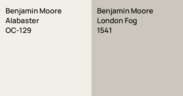 Benjamin Moore Alabaster vs. Benjamin Moore London Fog comparison