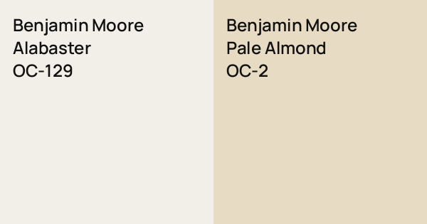 Benjamin Moore Alabaster vs. Benjamin Moore Pale Almond comparison