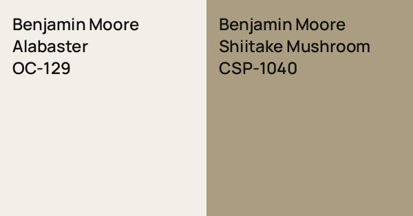 Benjamin Moore Alabaster vs. Benjamin Moore Shiitake Mushroom comparison