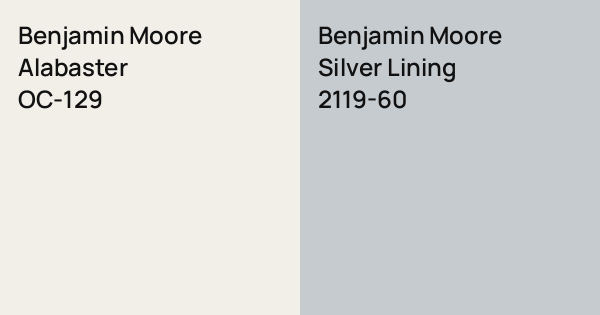 Benjamin Moore Alabaster vs. Benjamin Moore Silver Lining comparison