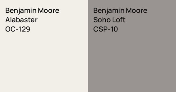 Benjamin Moore Alabaster vs. Benjamin Moore Soho Loft comparison