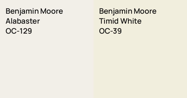 Benjamin Moore Alabaster vs. Benjamin Moore Timid White comparison