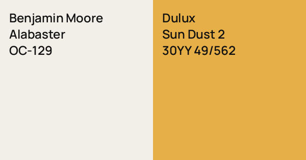 Benjamin Moore Alabaster vs. Dulux Sun Dust 2 comparison