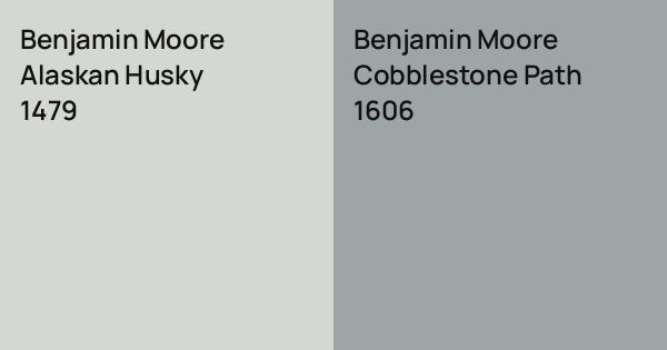 Benjamin Moore Alaskan Husky vs. Benjamin Moore Cobblestone Path comparison