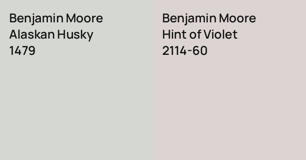 Benjamin Moore Alaskan Husky vs. Benjamin Moore Hint of Violet comparison