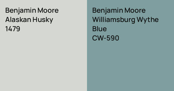 Benjamin Moore Alaskan Husky vs. Benjamin Moore Williamsburg Wythe Blue ...