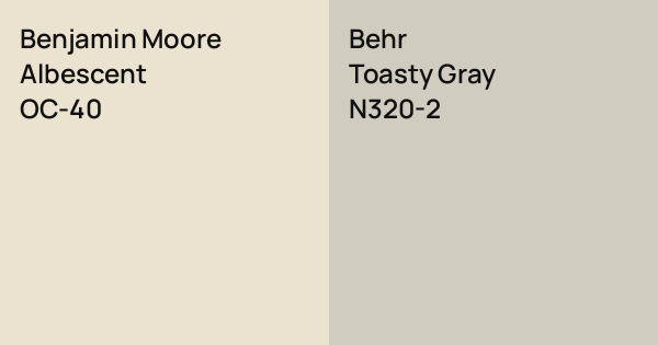 Benjamin Moore Albescent vs. Behr Toasty Gray comparison