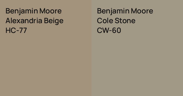 Benjamin Moore Alexandria Beige vs. Benjamin Moore Cole Stone comparison