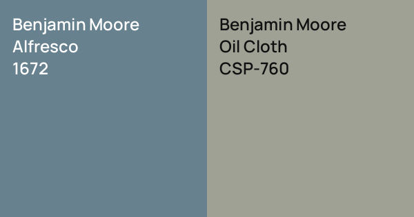 Benjamin Moore Alfresco vs. Benjamin Moore Oil Cloth comparison