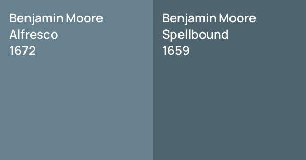 Benjamin Moore Alfresco vs. Benjamin Moore Spellbound comparison