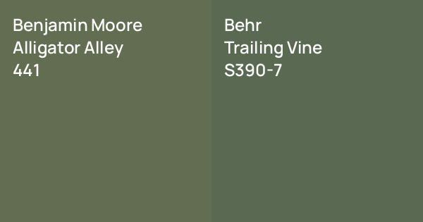 Benjamin Moore Alligator Alley vs. Behr Trailing Vine comparison