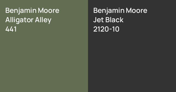 Benjamin Moore Alligator Alley vs. Benjamin Moore Jet Black comparison