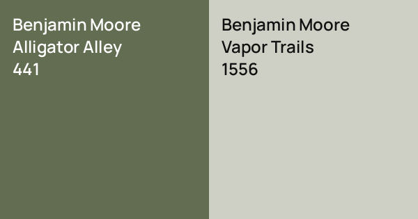 Benjamin Moore Alligator Alley vs. Benjamin Moore Vapor Trails comparison