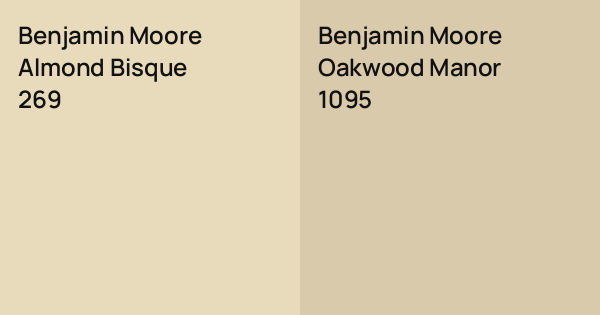 Benjamin Moore Almond Bisque vs. Benjamin Moore Oakwood Manor comparison