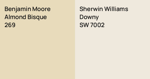 Benjamin Moore Almond Bisque vs. Sherwin Williams Downy comparison
