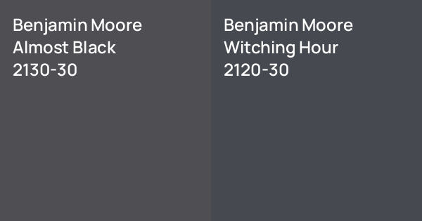 Benjamin Moore Almost Black vs. Benjamin Moore Witching Hour comparison