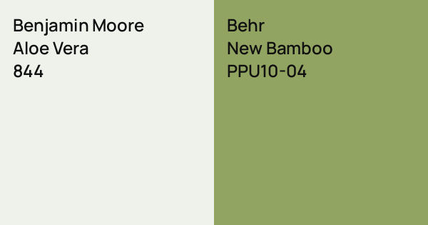 Benjamin Moore Aloe Vera vs. Behr New Bamboo comparison