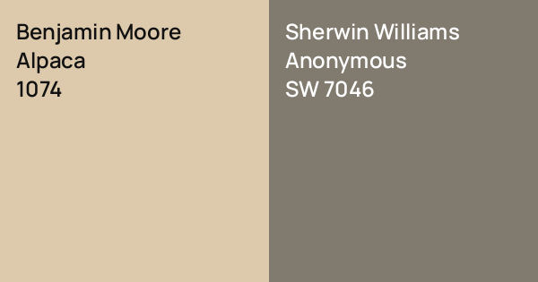 Benjamin Moore Alpaca vs. Sherwin Williams Anonymous comparison