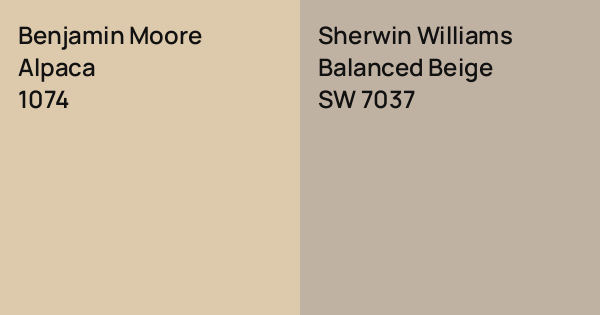 Benjamin Moore Alpaca vs. Sherwin Williams Balanced Beige comparison