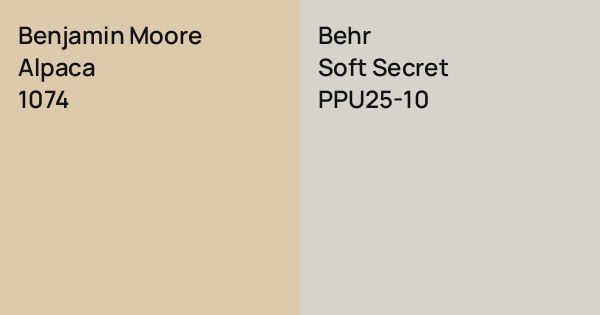 Benjamin Moore Alpaca vs. Behr Soft Secret comparison