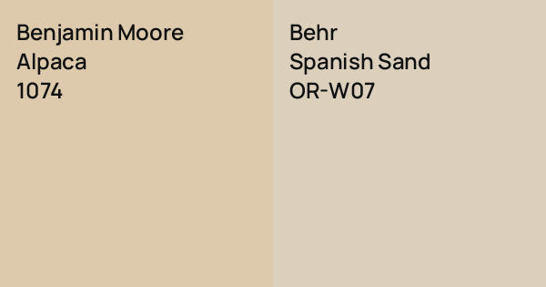 Benjamin Moore Alpaca vs. Behr Spanish Sand comparison