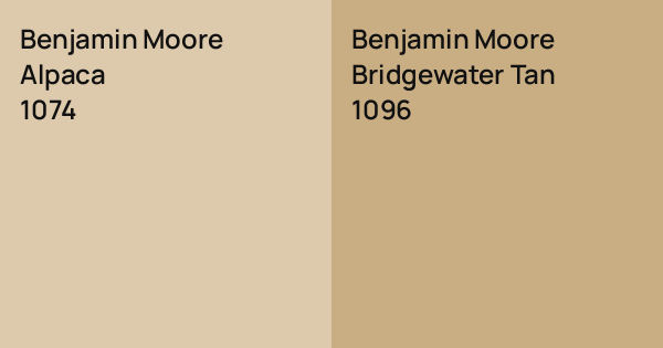 Benjamin Moore Alpaca vs. Benjamin Moore Bridgewater Tan comparison