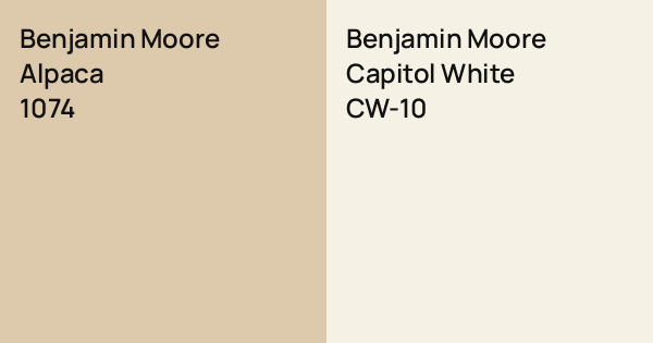 Benjamin Moore Alpaca vs. Benjamin Moore Capitol White comparison
