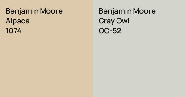 Benjamin Moore Alpaca vs. Benjamin Moore Gray Owl comparison