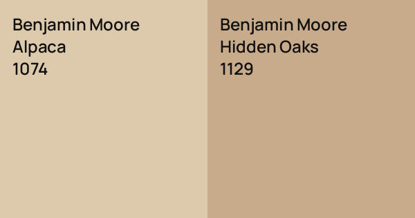 Benjamin Moore Alpaca vs. Benjamin Moore Hidden Oaks comparison