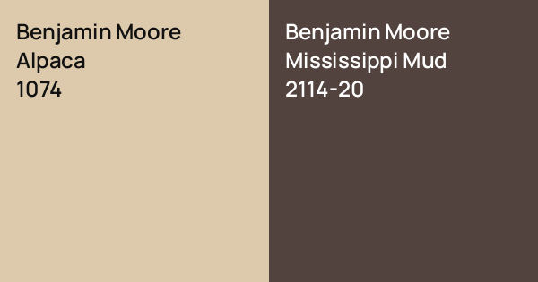 Benjamin Moore Alpaca vs. Benjamin Moore Mississippi Mud comparison
