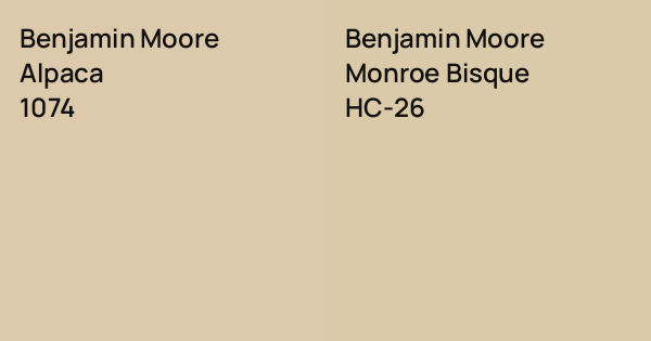 Benjamin Moore Alpaca vs. Benjamin Moore Monroe Bisque comparison