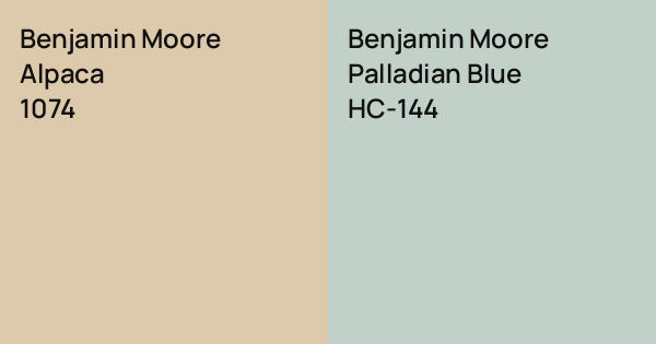 Benjamin Moore Alpaca vs. Benjamin Moore Palladian Blue comparison