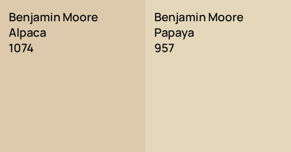 Benjamin Moore Alpaca vs. Benjamin Moore Papaya comparison