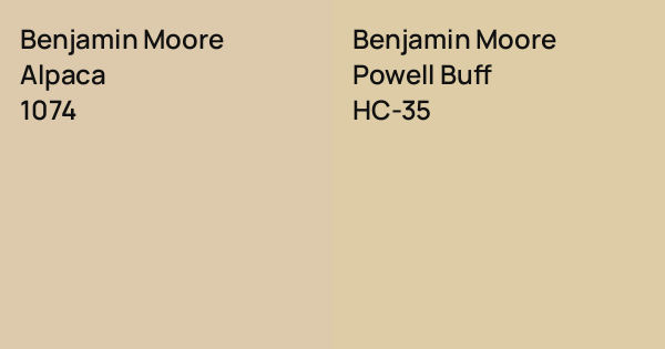 Benjamin Moore Alpaca vs. Benjamin Moore Powell Buff comparison
