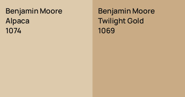Benjamin Moore Alpaca vs. Benjamin Moore Twilight Gold comparison