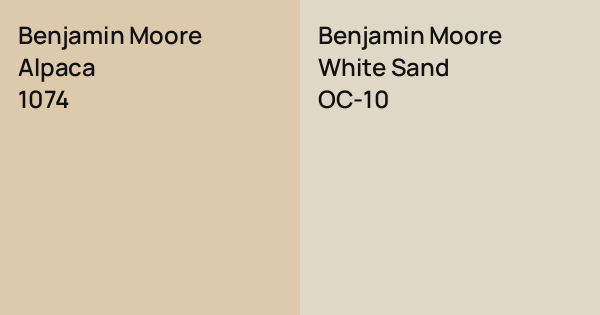 Benjamin Moore Alpaca vs. Benjamin Moore White Sand comparison