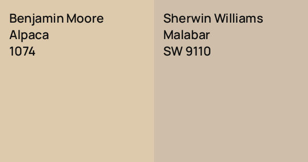 Benjamin Moore Alpaca vs. Sherwin Williams Malabar comparison