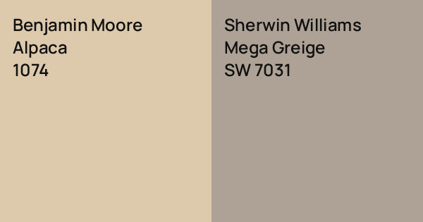 Benjamin Moore Alpaca vs. Sherwin Williams Mega Greige comparison