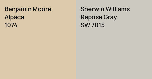 Benjamin Moore Alpaca vs. Sherwin Williams Repose Gray comparison