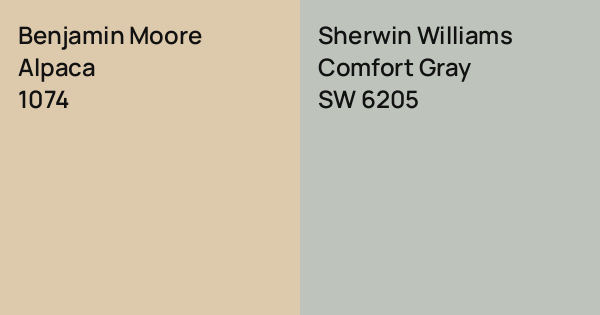 Benjamin Moore Alpaca vs. Sherwin Williams Comfort Gray comparison