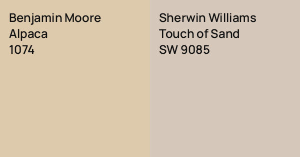 Benjamin Moore Alpaca vs. Sherwin Williams Touch of Sand comparison