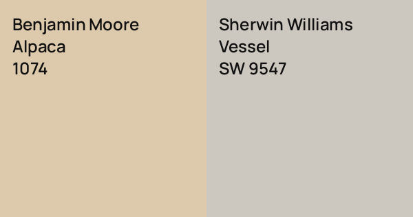 Benjamin Moore Alpaca vs. Sherwin Williams Vessel comparison